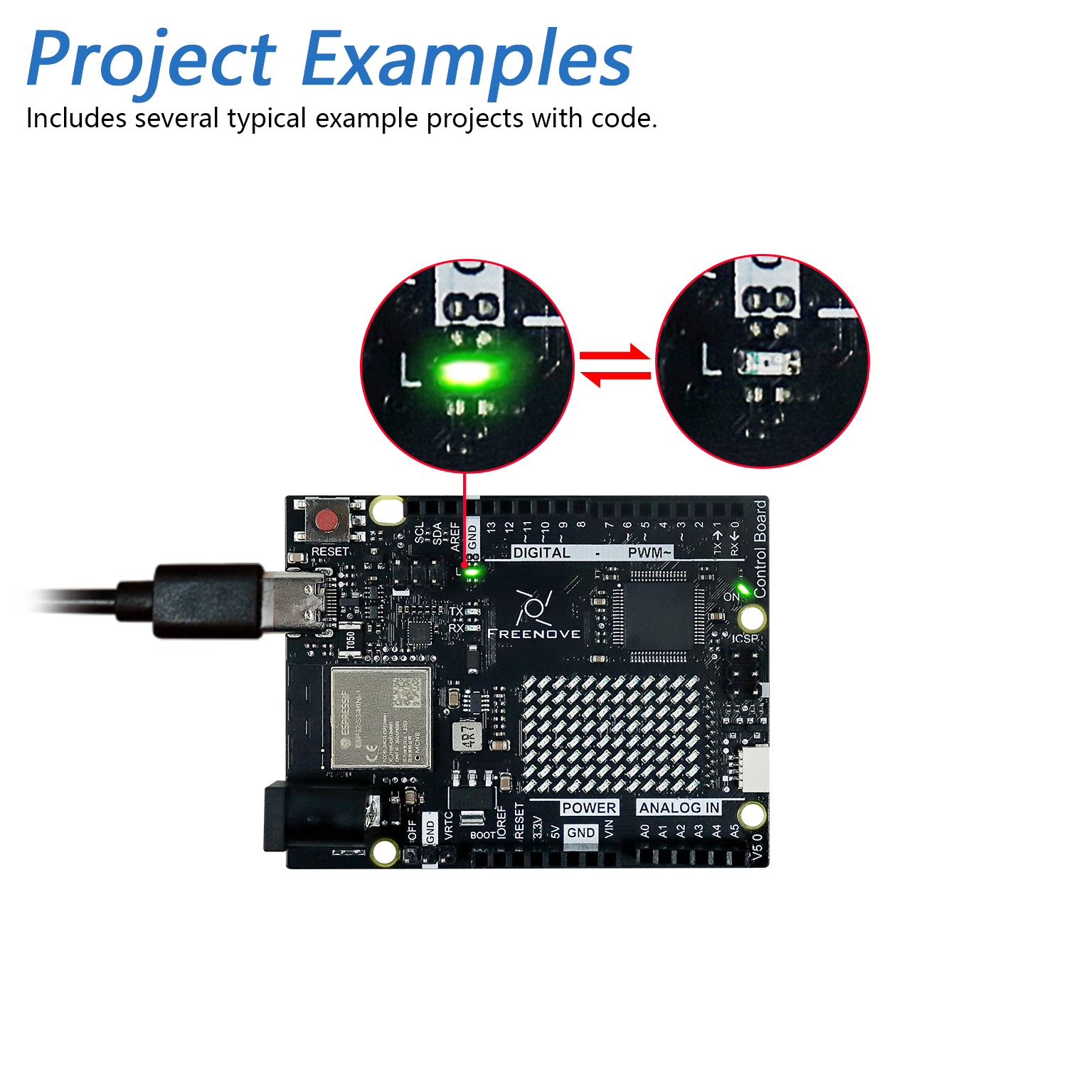Placa de controle Freenove V5 para Arduino UNO R4 WiFi Mini, Arm Cortex-M4, ESP3 - IGBT SOLUTIONS