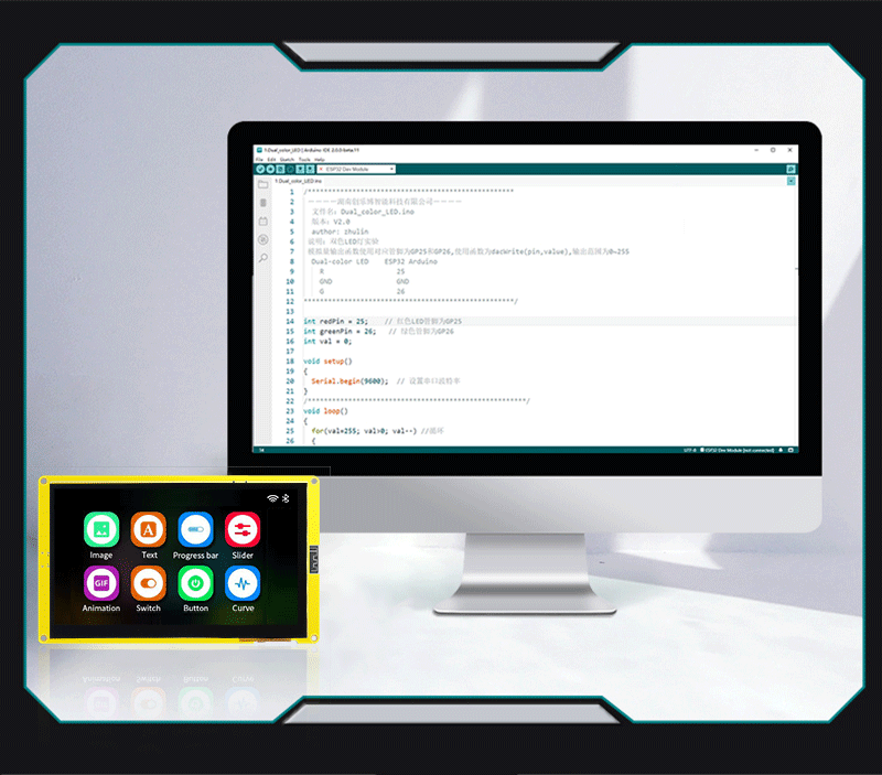 ESP32-S3 HMI Tela Inteligente, 8M, PSRAM, Flash 16M, Arduino, LVGL, WiFi, Bluetooth, 7 ...