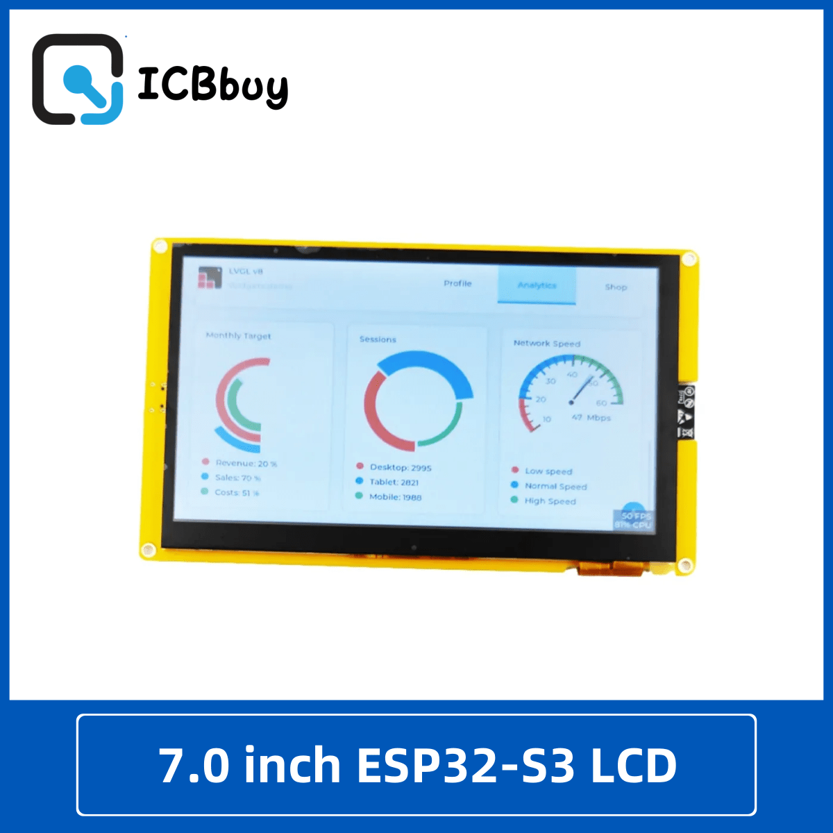 Esp32 S3 Hmi Tela Inteligente 8m Psram Flash 16m Arduino Lvgl Wifi Bluetooth 7