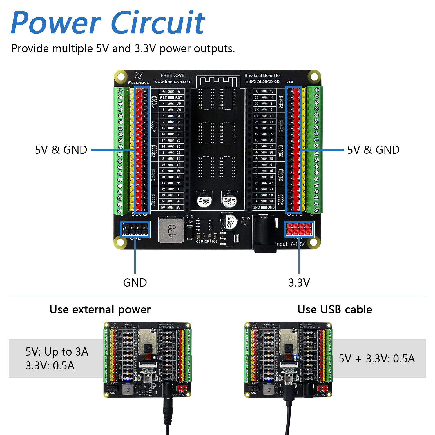 Módulo Freenove ESP32-S3 c/ GPIO, 5V/3.3V e LEDs de Status - IGBT SOLUTIONS