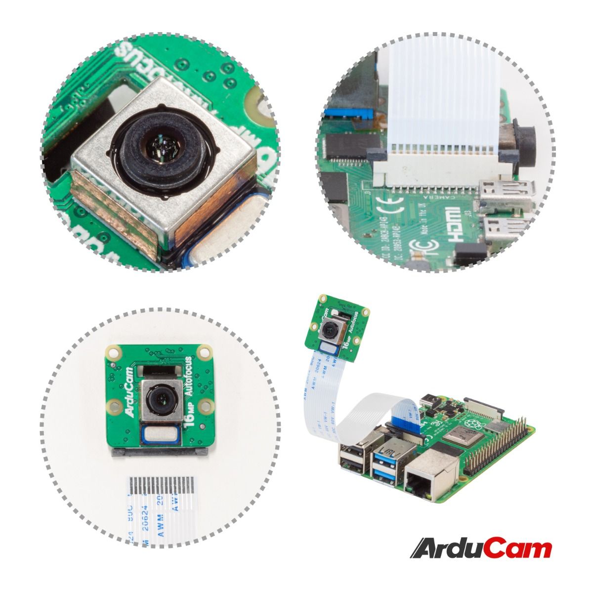 Módulo de câmera com foco automático Arducam IMX519 PDAF e CDAF para Raspberry Pi, Jetson Nano ...