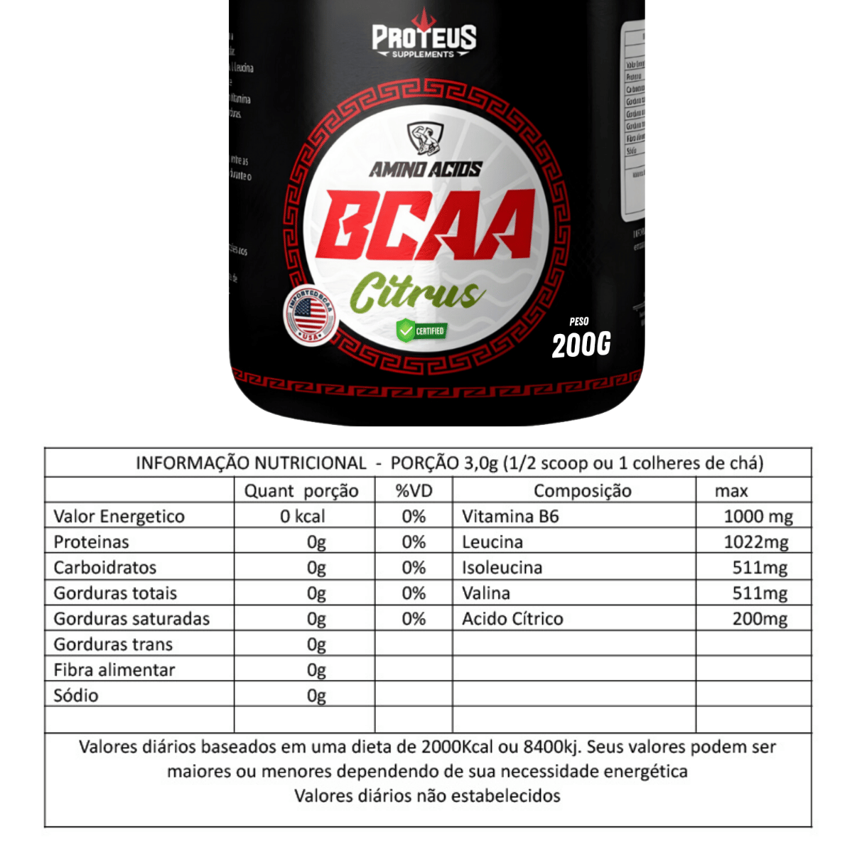 Whey Protein Black 3kg + Creatina 300g + Bcaa 200g + Termogênico Supercoffee 200g - Proteus ...