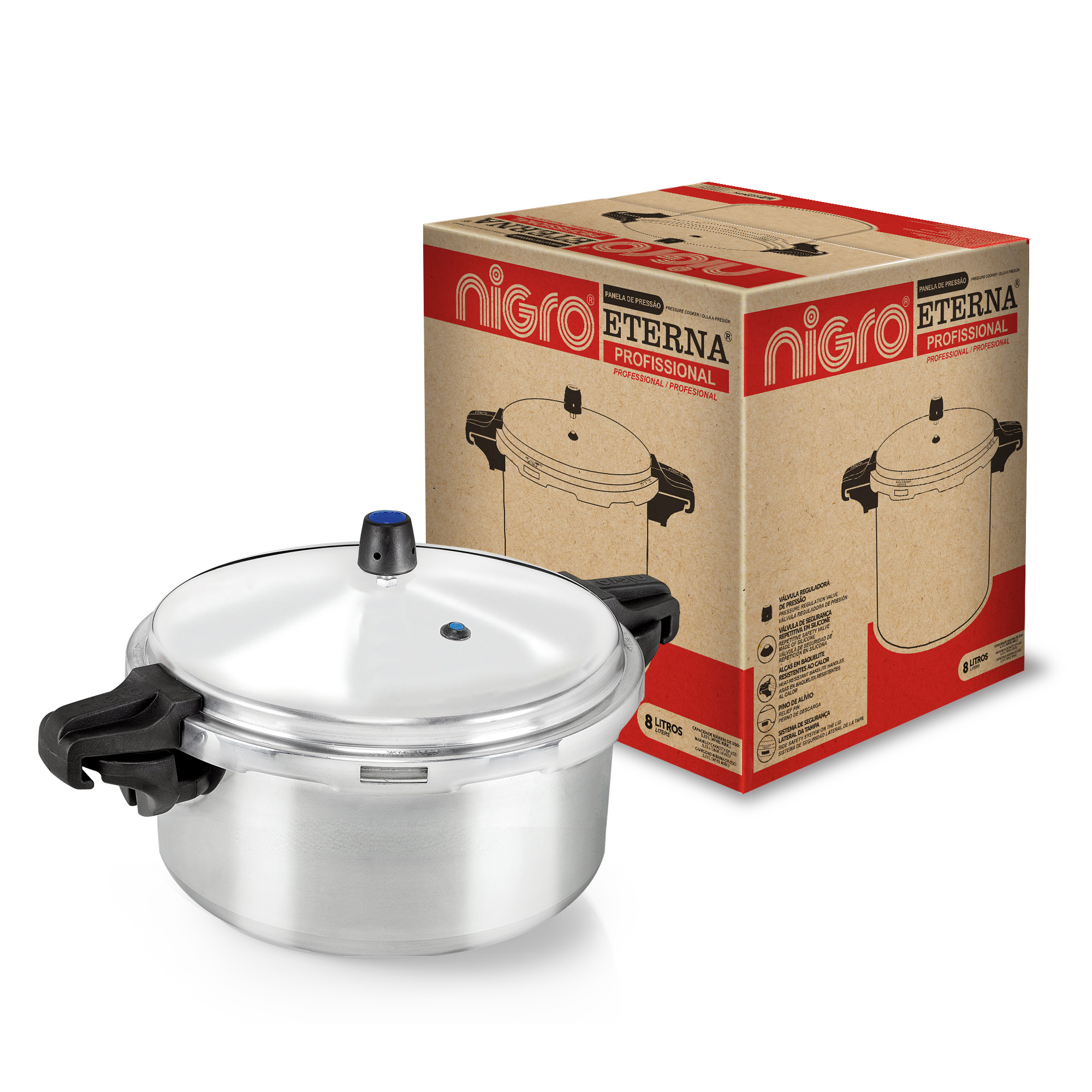 Panela Pressão ETERNA Profissional 8L Polida - Loja do Exaustor