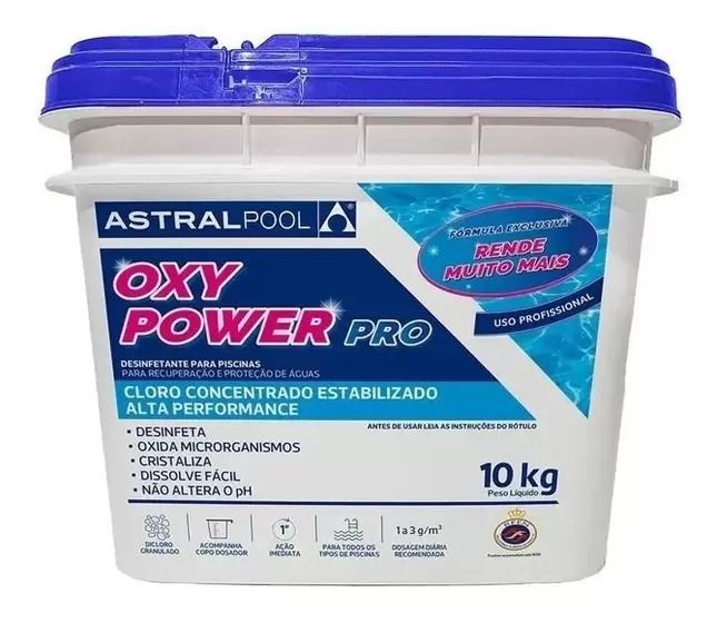 Cloro OxyPower PRO AstralPool 10kg – Alta Performance - Limpa Mais Piscinas