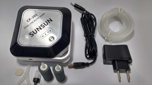 Compressor De Ar Sunsun Cp-201 C/ Bateria Automático Bivolt - Pet Hobby