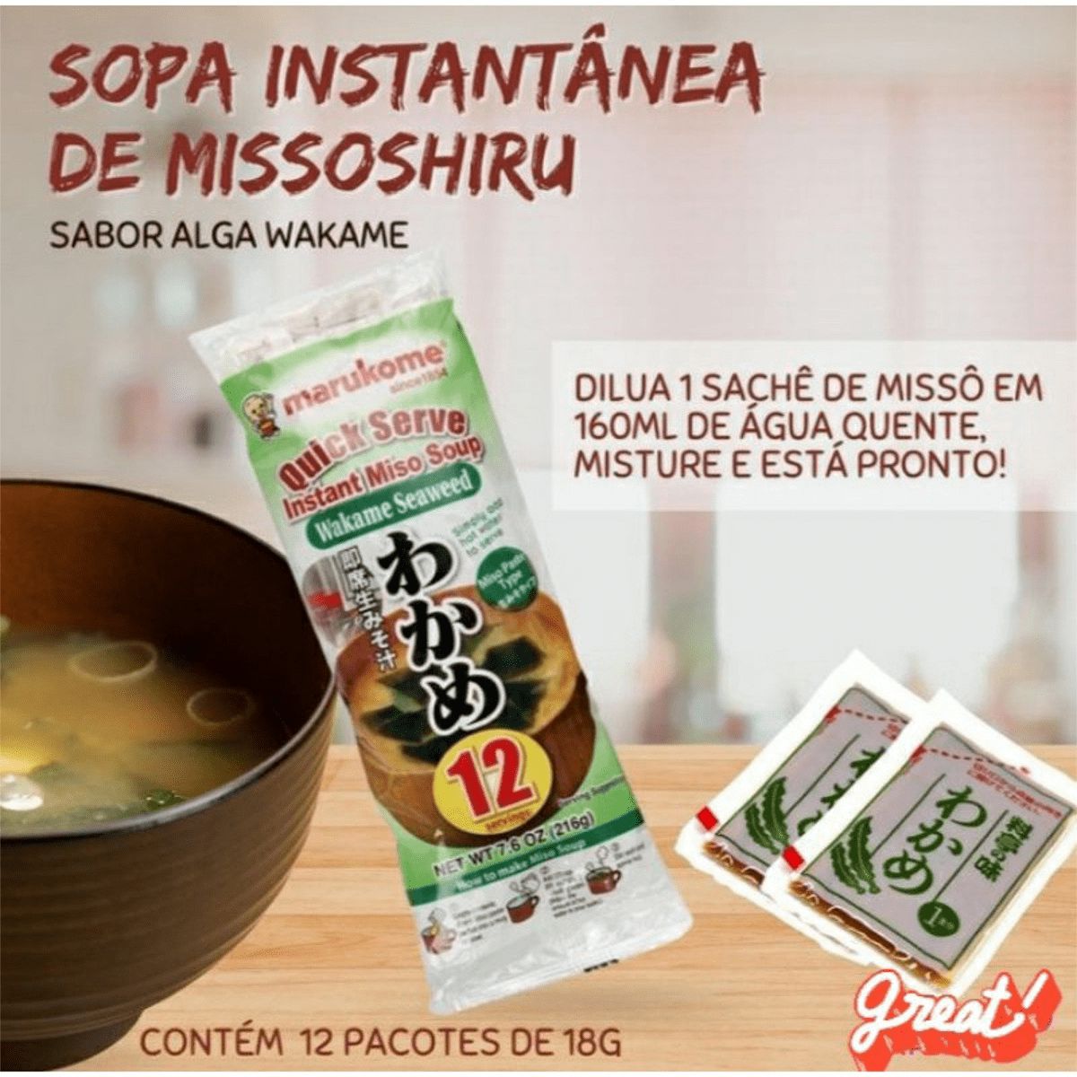 Sopa de Missoshiro em Sachê- Murokome 216G - Chiba Oriental