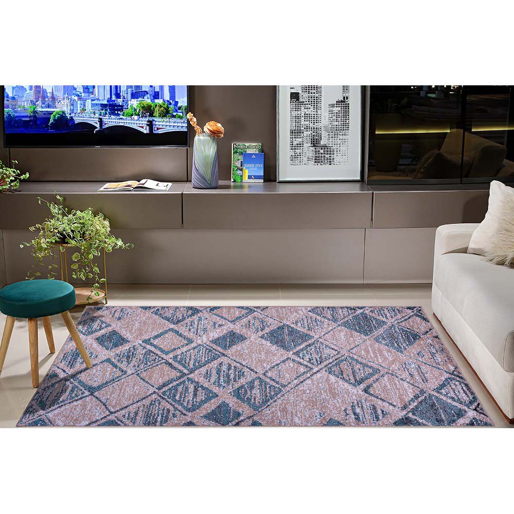 Tapete para Sala Classic Fiji 9 Creme-Azul 2,50X3,00M - Casa & Tapete