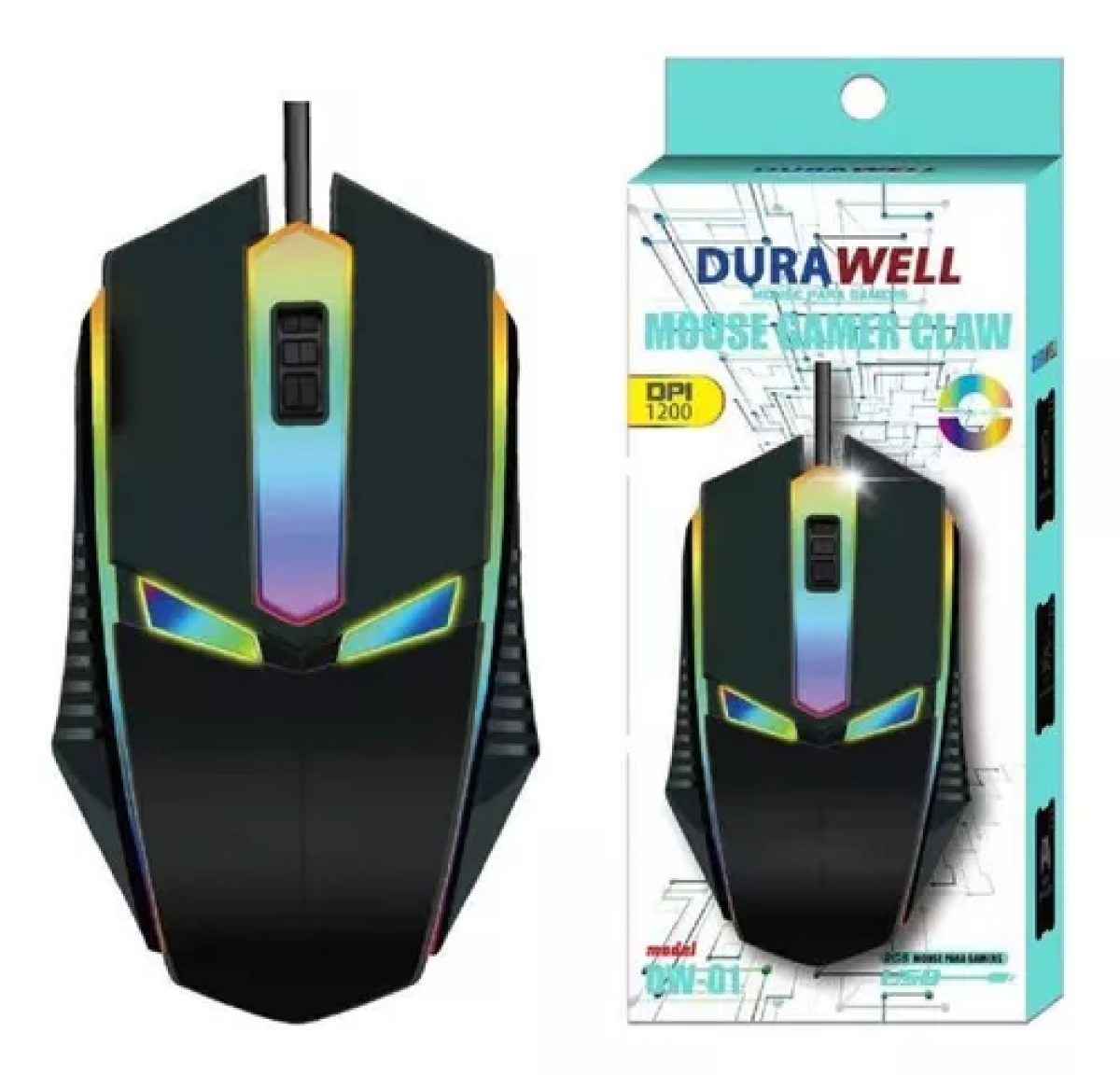 Mouse Gamer Durawell CLAW DW-01 1200DPI RGB - Preto - Asqui Imports ...
