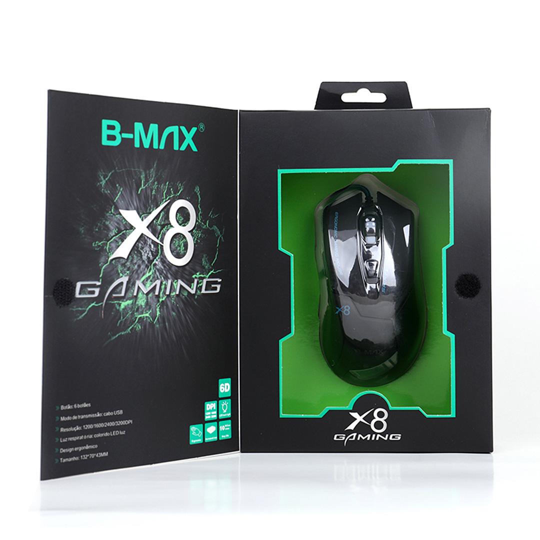 Mouse Gamer X8 Gaming B-MAX USB 3600DPI 8 Botões Preto - Asqui Imports ...