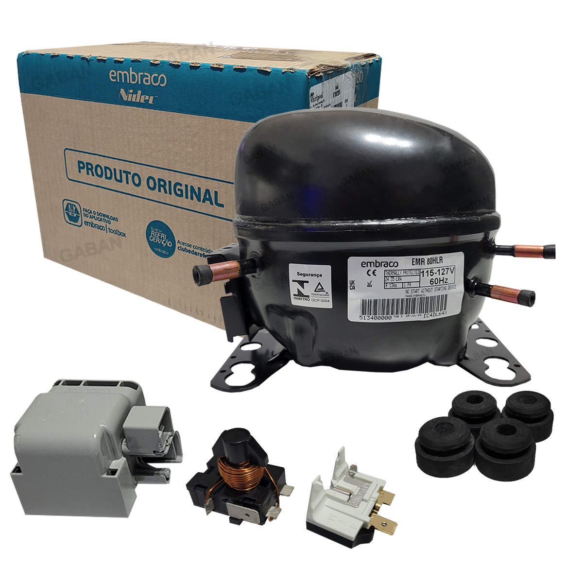 Motor Compressor 1/4+ Embraco EMR80HRL R134 110v - Grupo Gaban