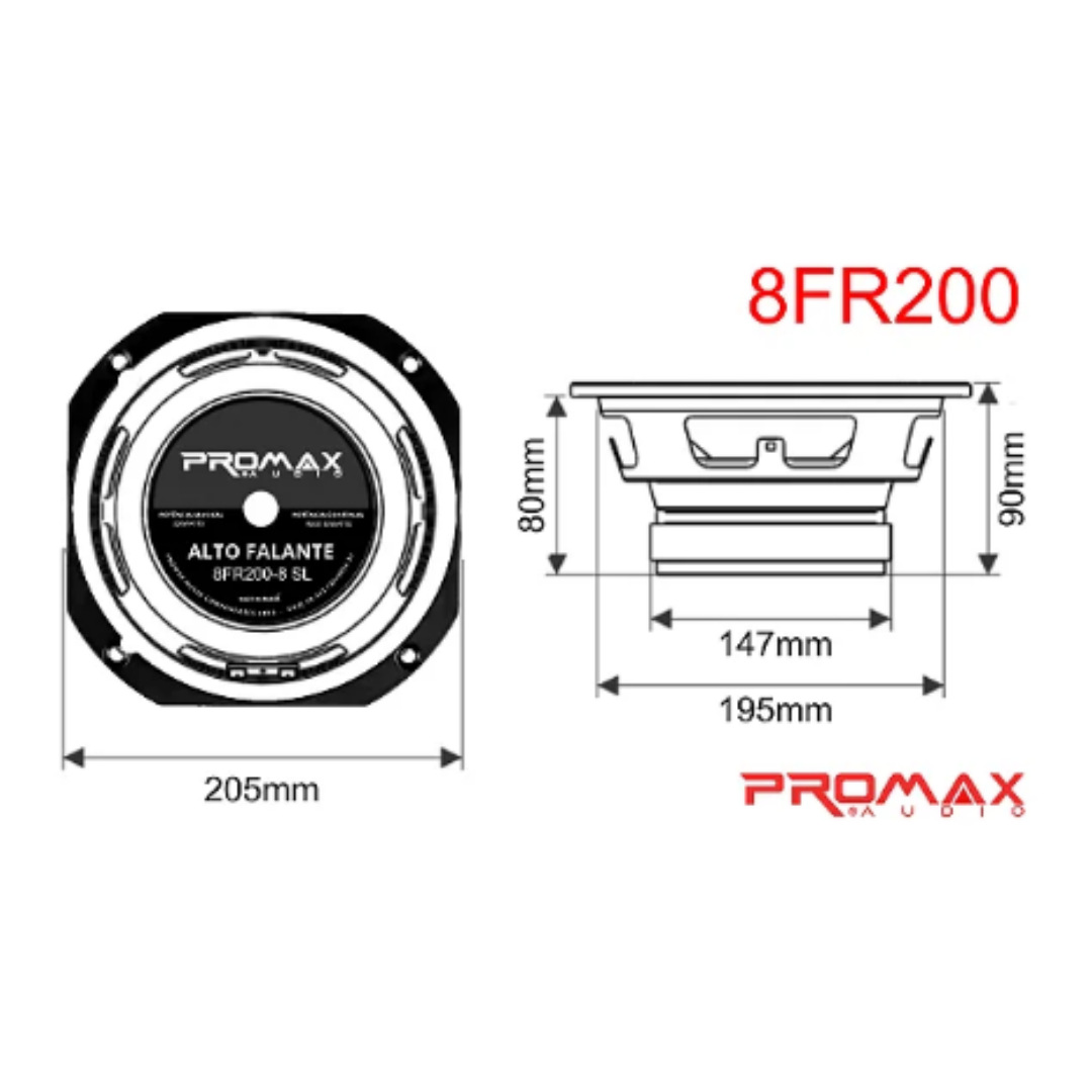 ALTO FALANTE PROMAX 8FR 200-8SL 150W Rms - mcaaudio.reparos.com.br