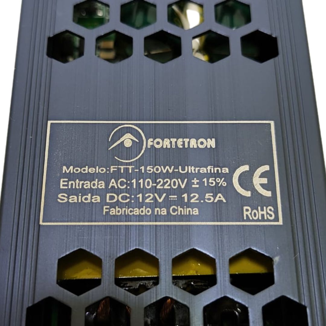 Fonte Slim 12v 12,5a 150w Chaveada Bivolt Estabilizada Real - Fortetron