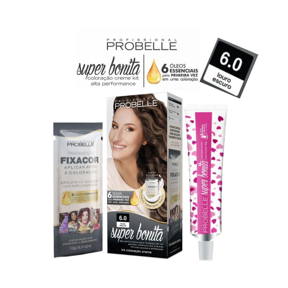 Kit Coloração 6.0 Probelle Profissional Super Bonita - La Rosée Cosméticos