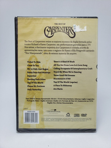 Dvd The Carpenters - The Best Of - Baú Musical