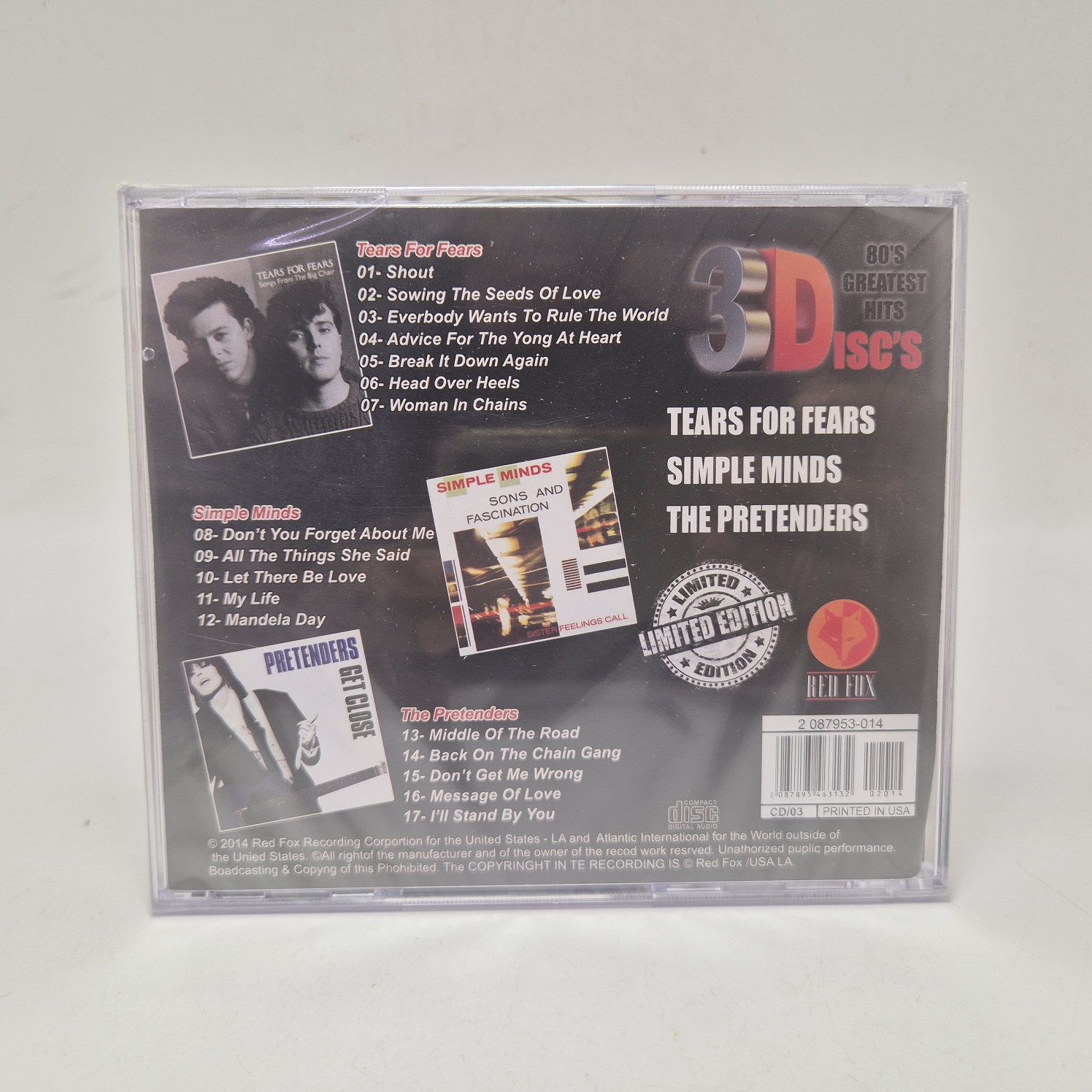 Cd 3Disc´s Tears For Fears + The Pretenders + Simple Minds - Baú Musical