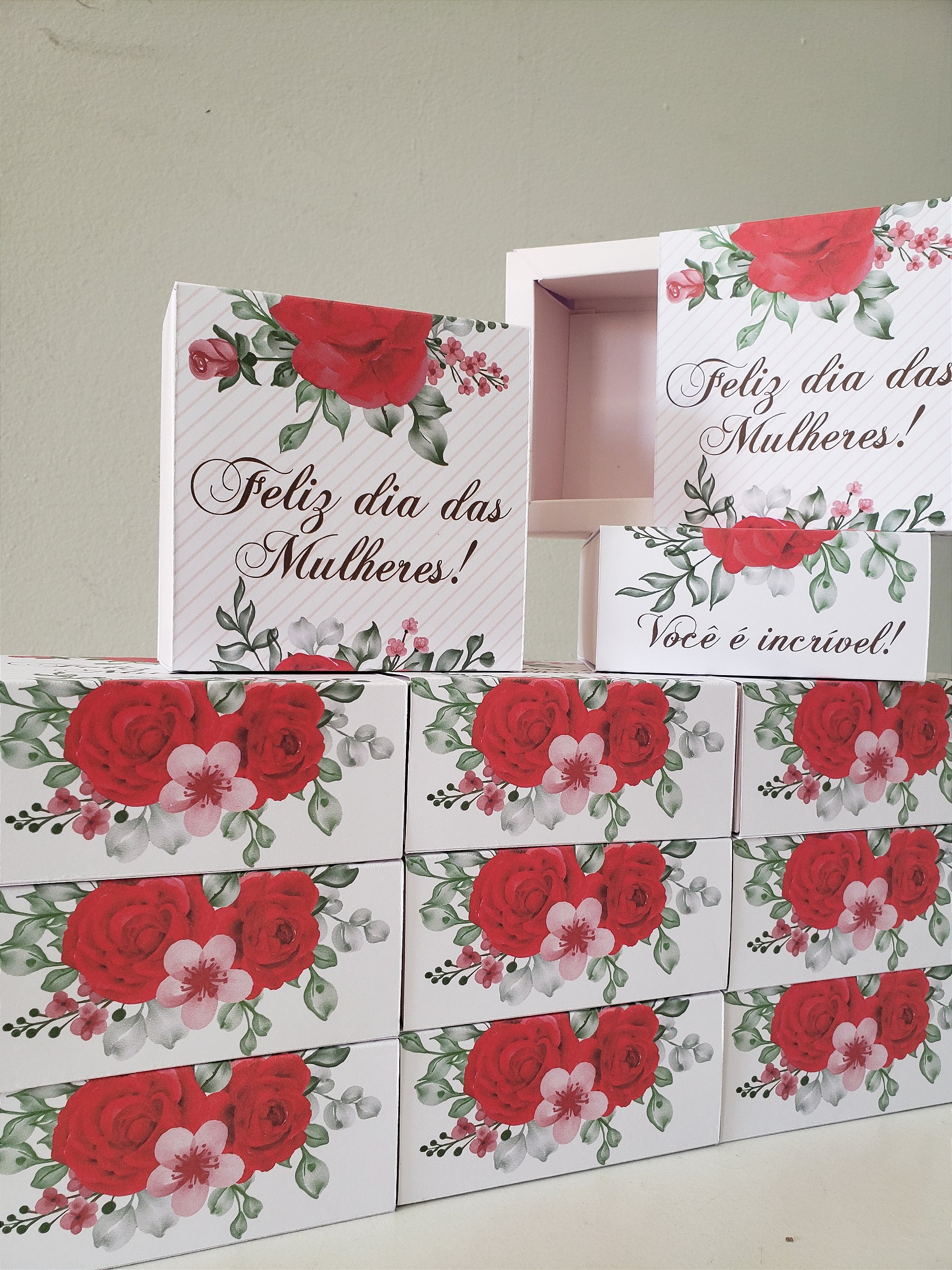 15 Caixas Gaveta 9x4cm - Rosas vermelhas - À PRONTA ENTREGA - Andy Almeida Designer