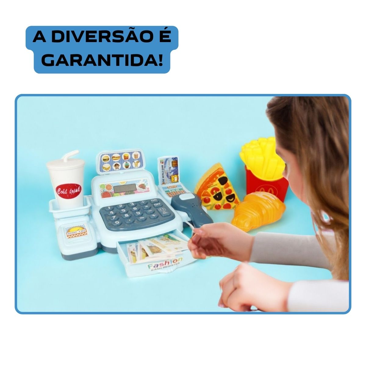 Caixa Registradora Mini Fast Food Infantil Com Acessórios Luz E Som Relimax 
