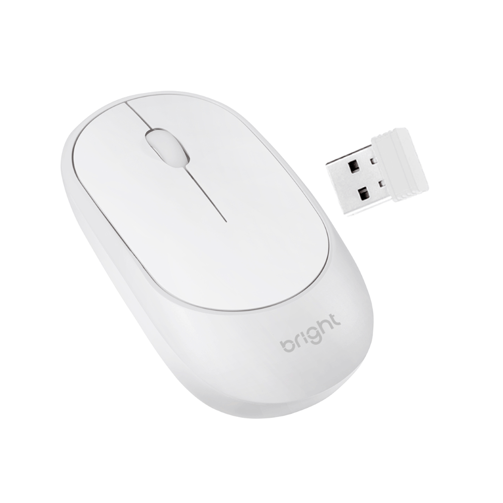 Mouse Bright Sem Fio Ergonomico 1000 dpi MS001 Branco - Digimer