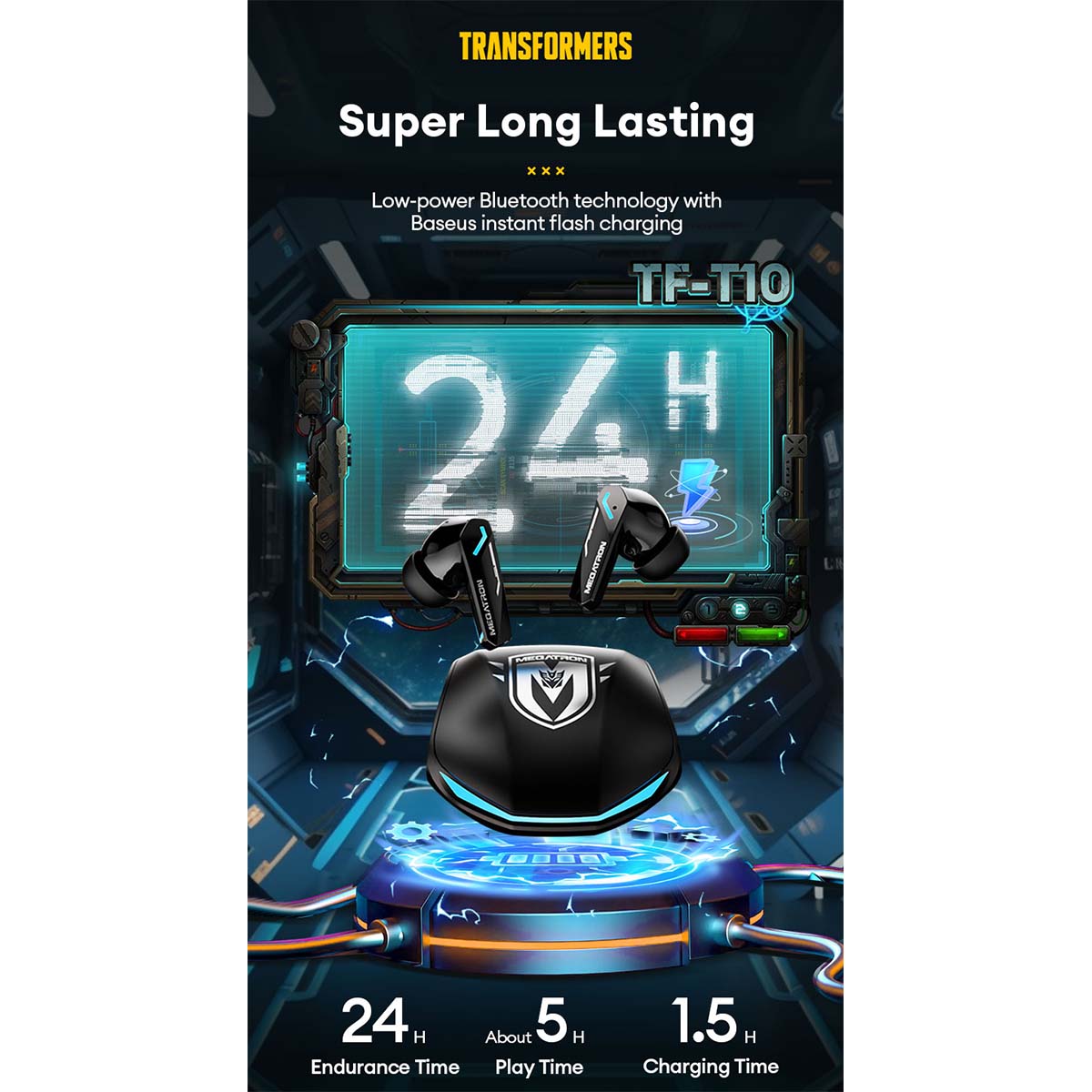 Fone de Ouvido Gamer Bluetooth Transformers TF-10 Megatron - Digimer