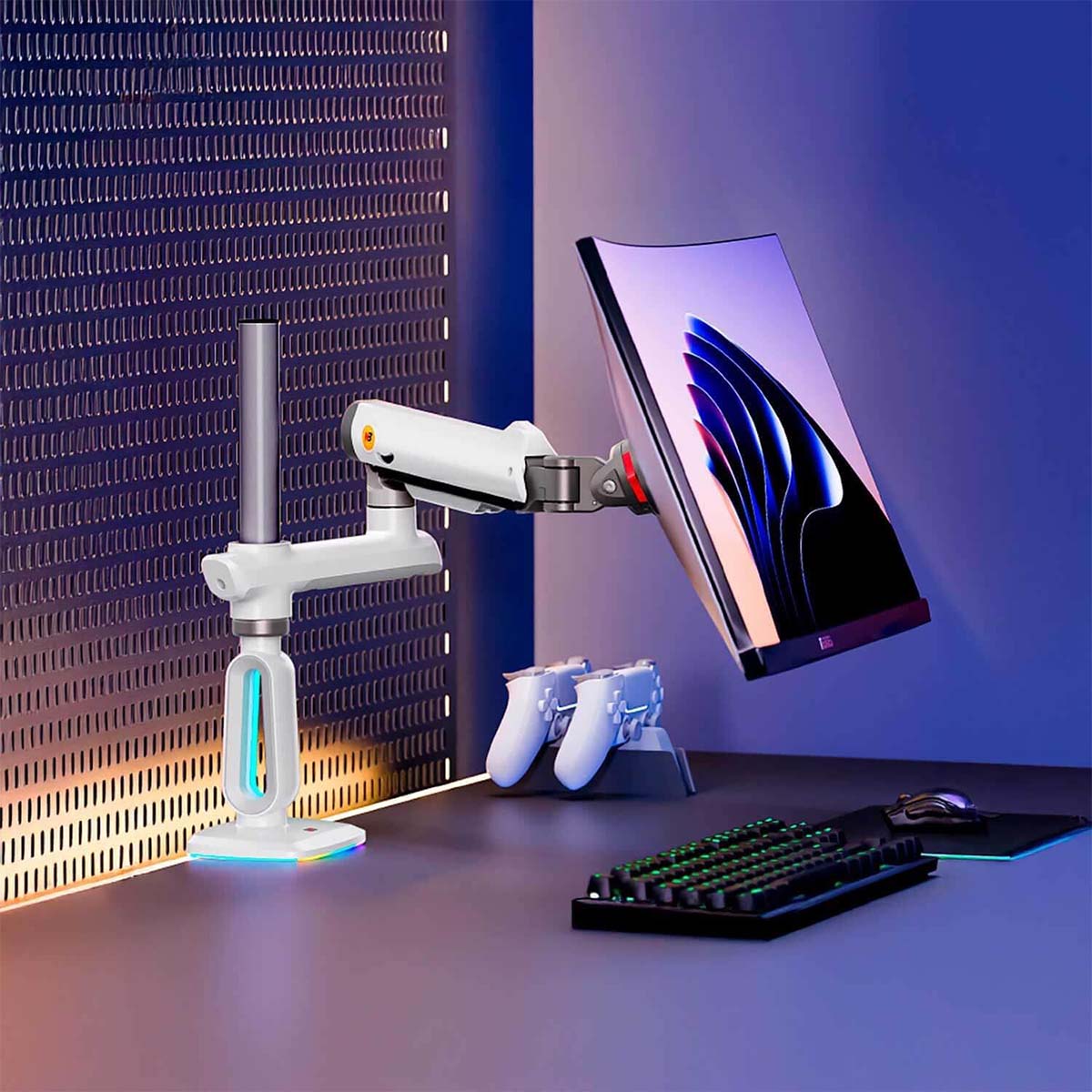 Suporte Monitor Gamer Rgb Pistao Gás Bi-Articulado 32" a 60" - Digimer