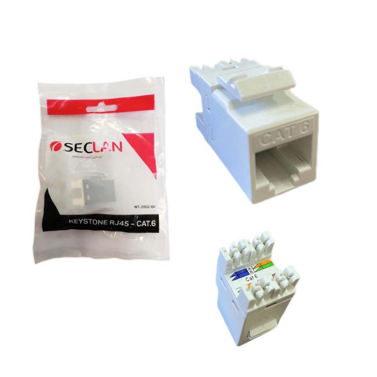 Keystone Seccon Seclan Rj45 Femea IDC Cat6 Fluke Rohs Branco - Digimer
