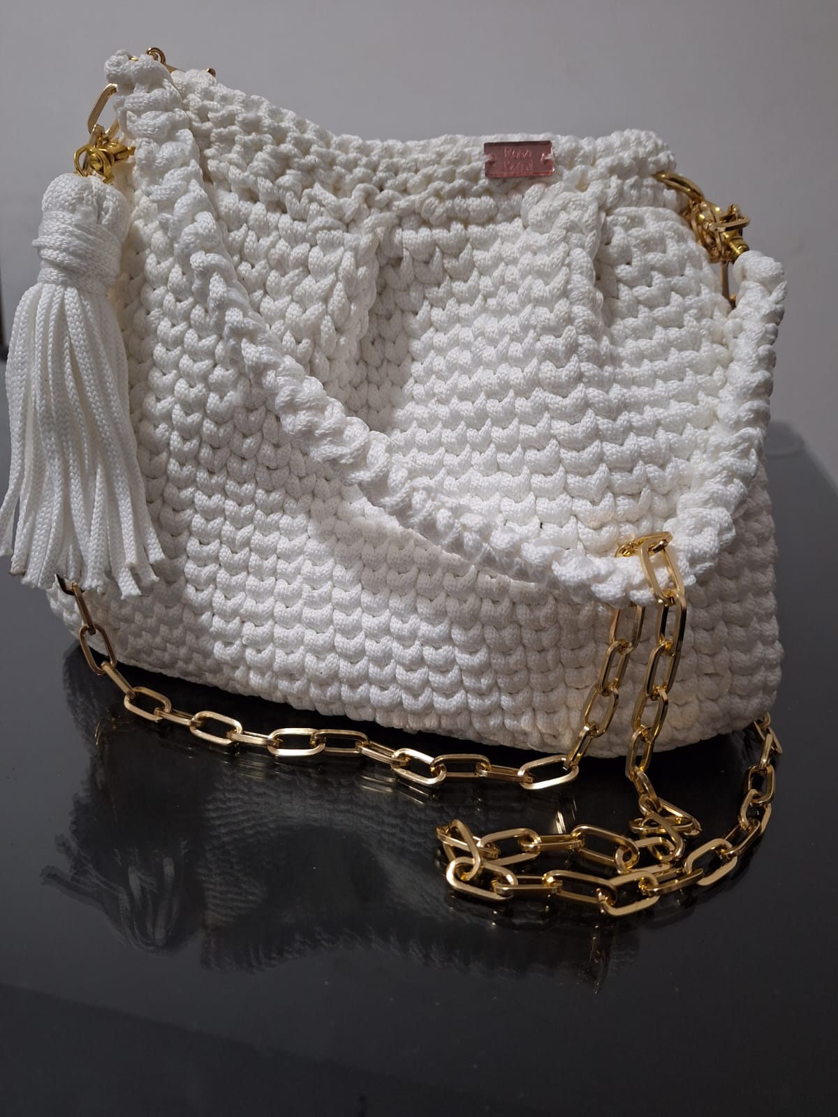 Bolsa Lily - Crochê Rosa Brasil