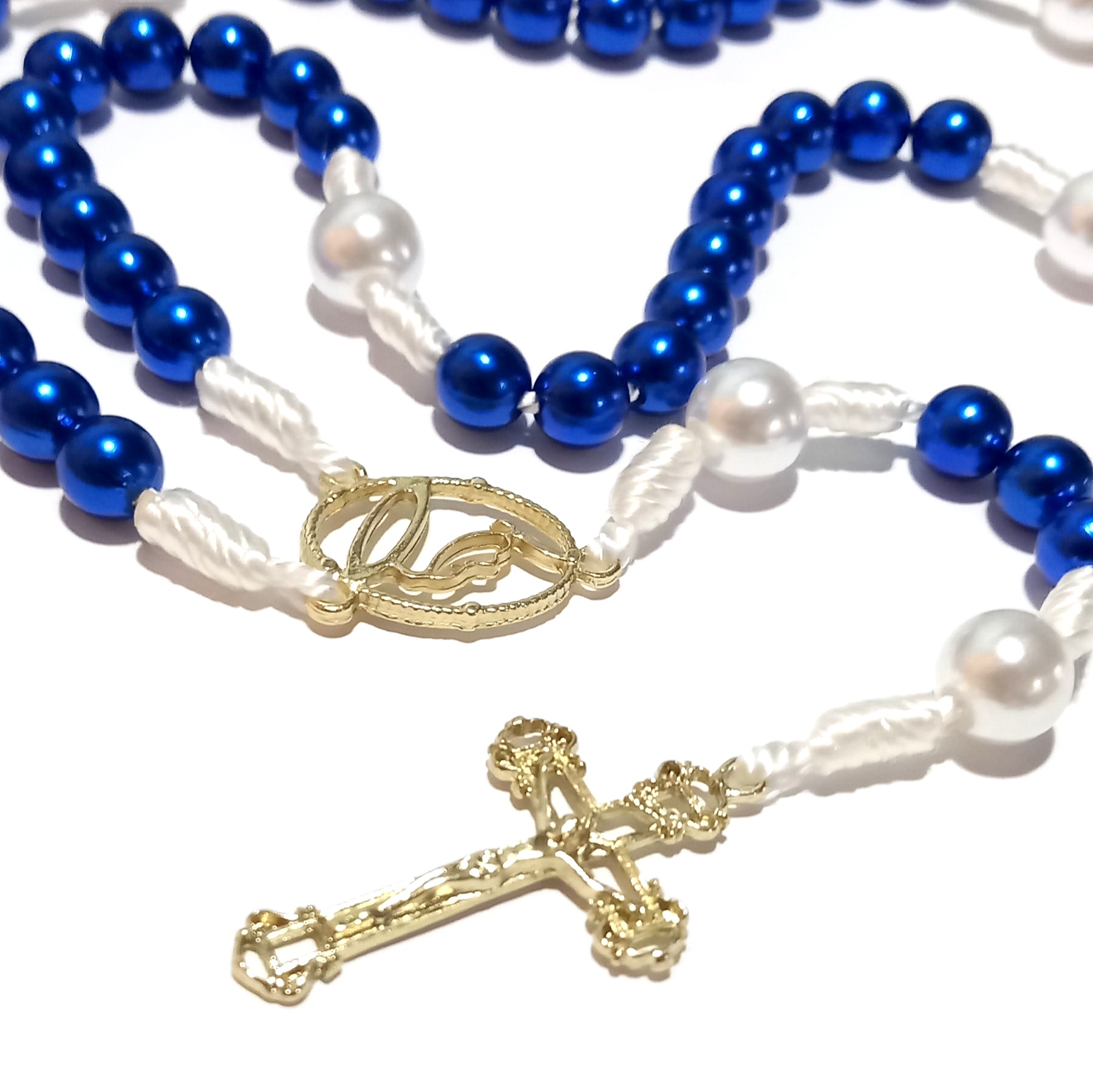 Terço Face de Nossa Senhora Azul Royal - Terços Mariae Matris