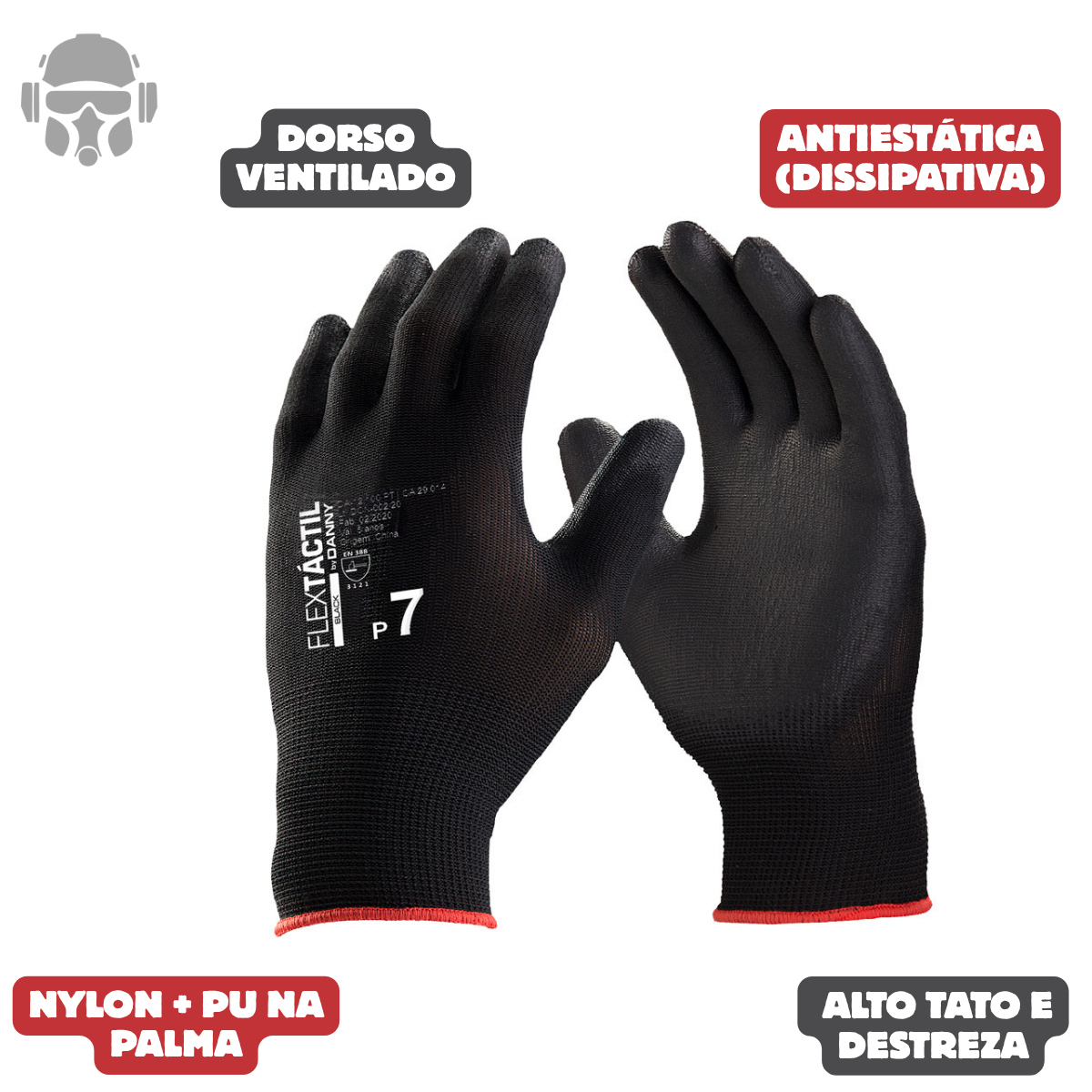 KIT 3 PARES DE LUVA DANNY FLEXTACTIL PU PRETA CA 29014 - Nova Opção ...