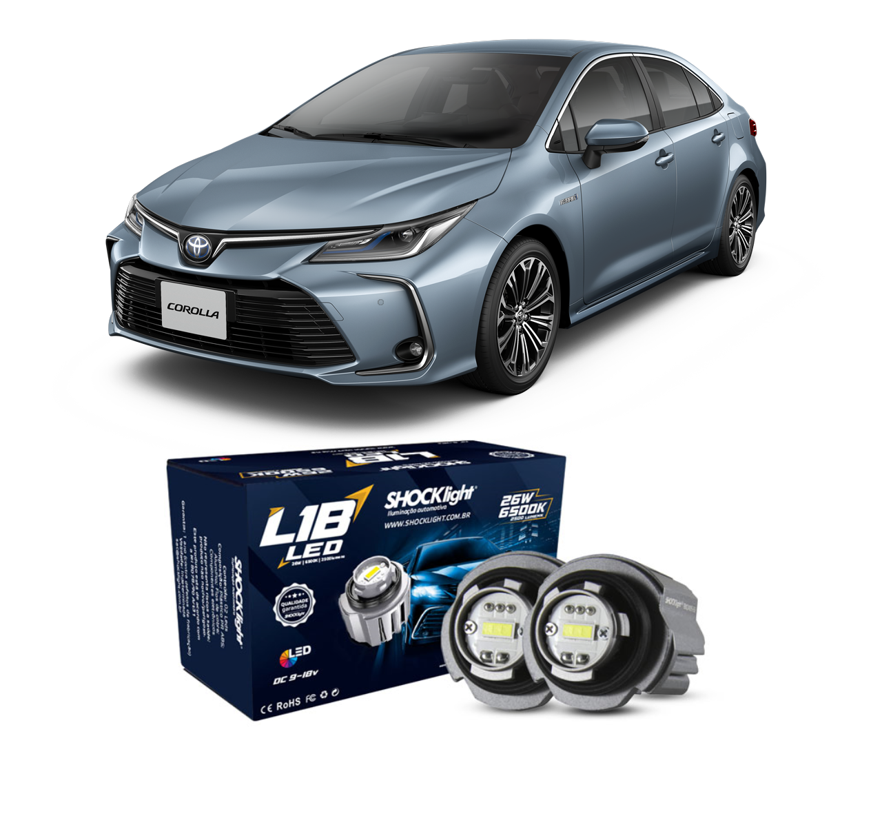 LED L1B 6500K 2500 LUMENS 9~18V (LINHA TOYOTA) LAMPADA FAROL MILHA COROLLA CROSS YARIS HILUX ...