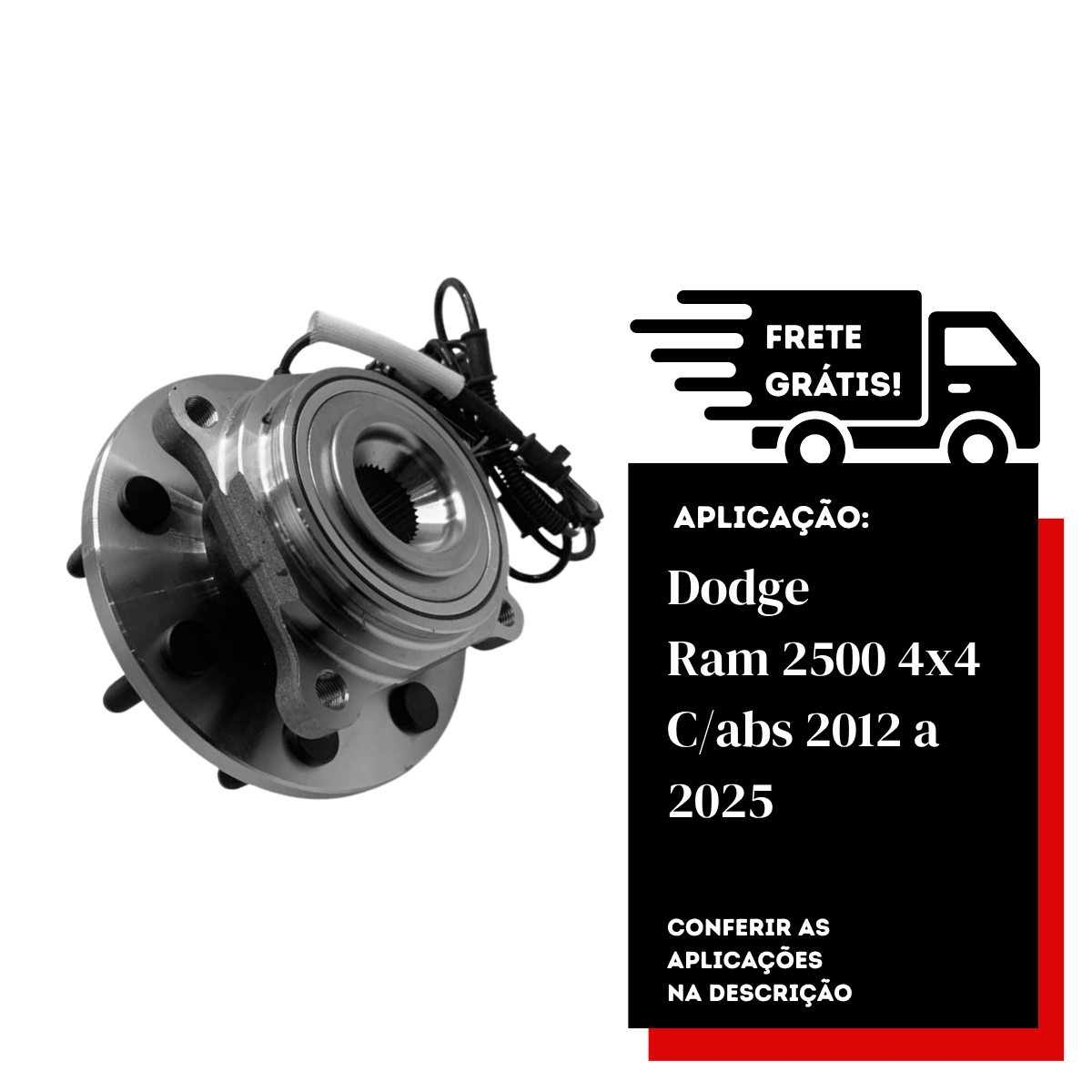 Cubo roda dianteira Dodge Ram 2500 4x4 2012 a 2026 - Caminhonete & Cia