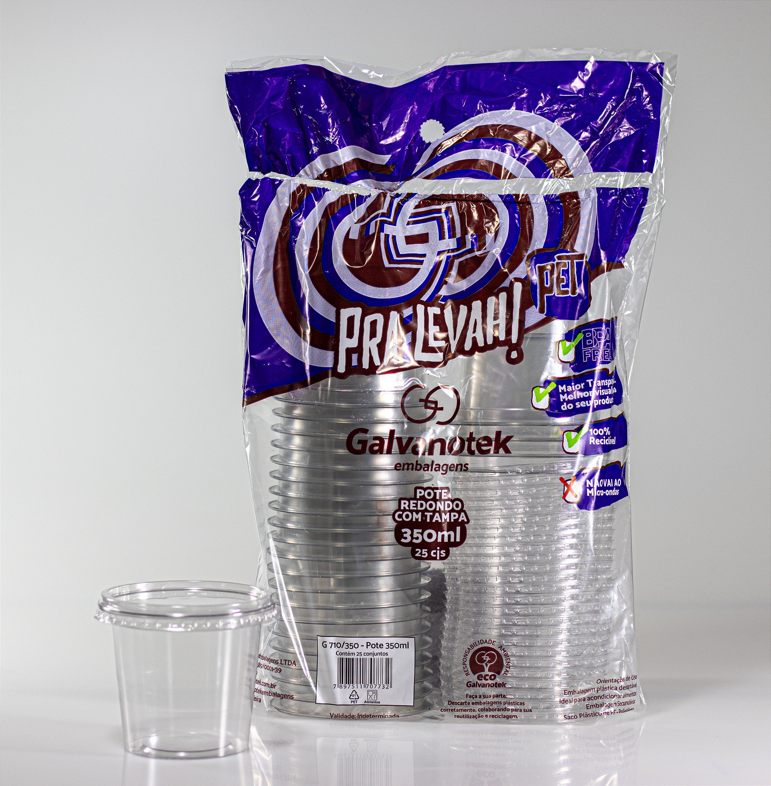 GALVANOTEK G710/ POTE REDONDO 350 ML C/ 25 UNID. PCT - Macedo Embalagens