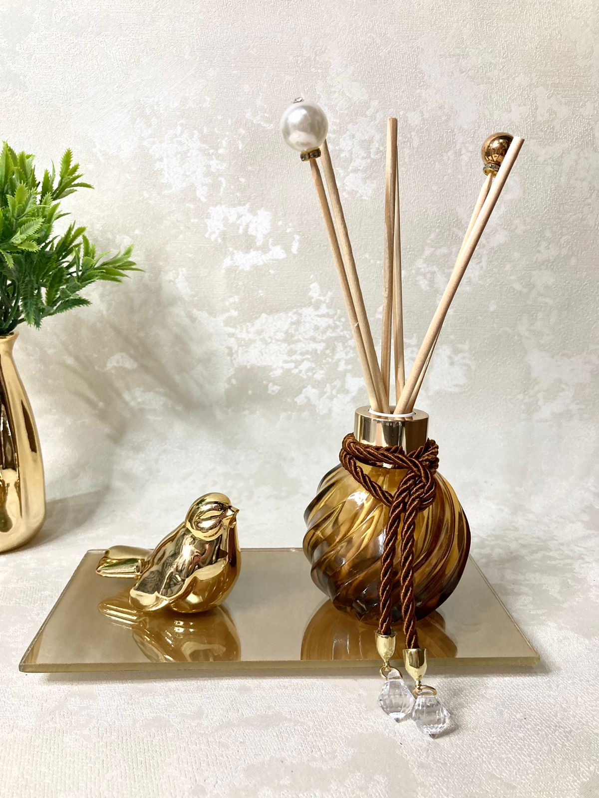 Kit aromatizador lavabo sala + bandeja + Passarinho - KRC HOME DECOR