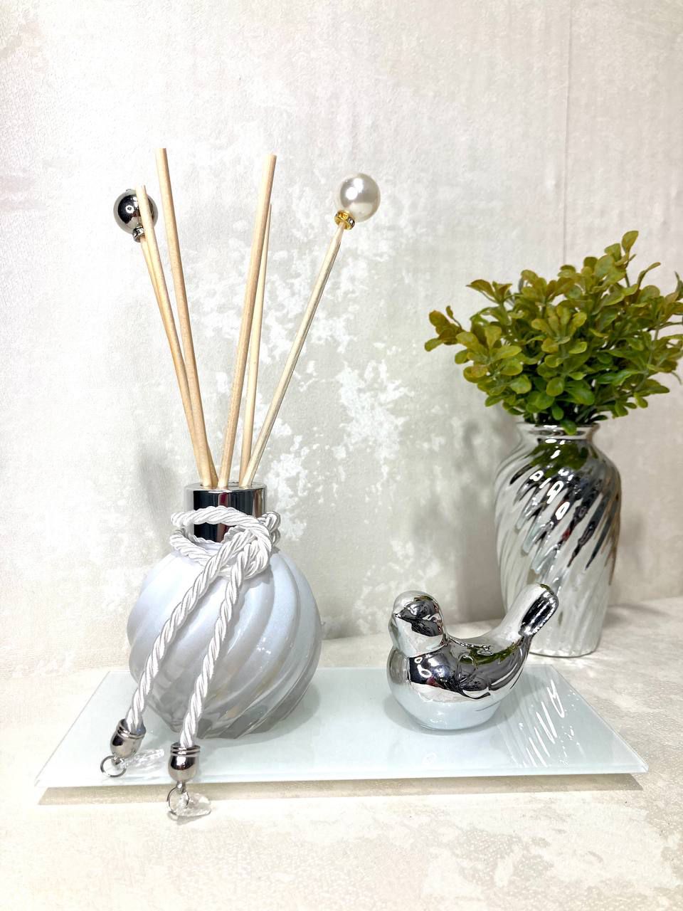 Kit aromatizador lavabo sala + bandeja + Passarinho - KRC HOME DECOR