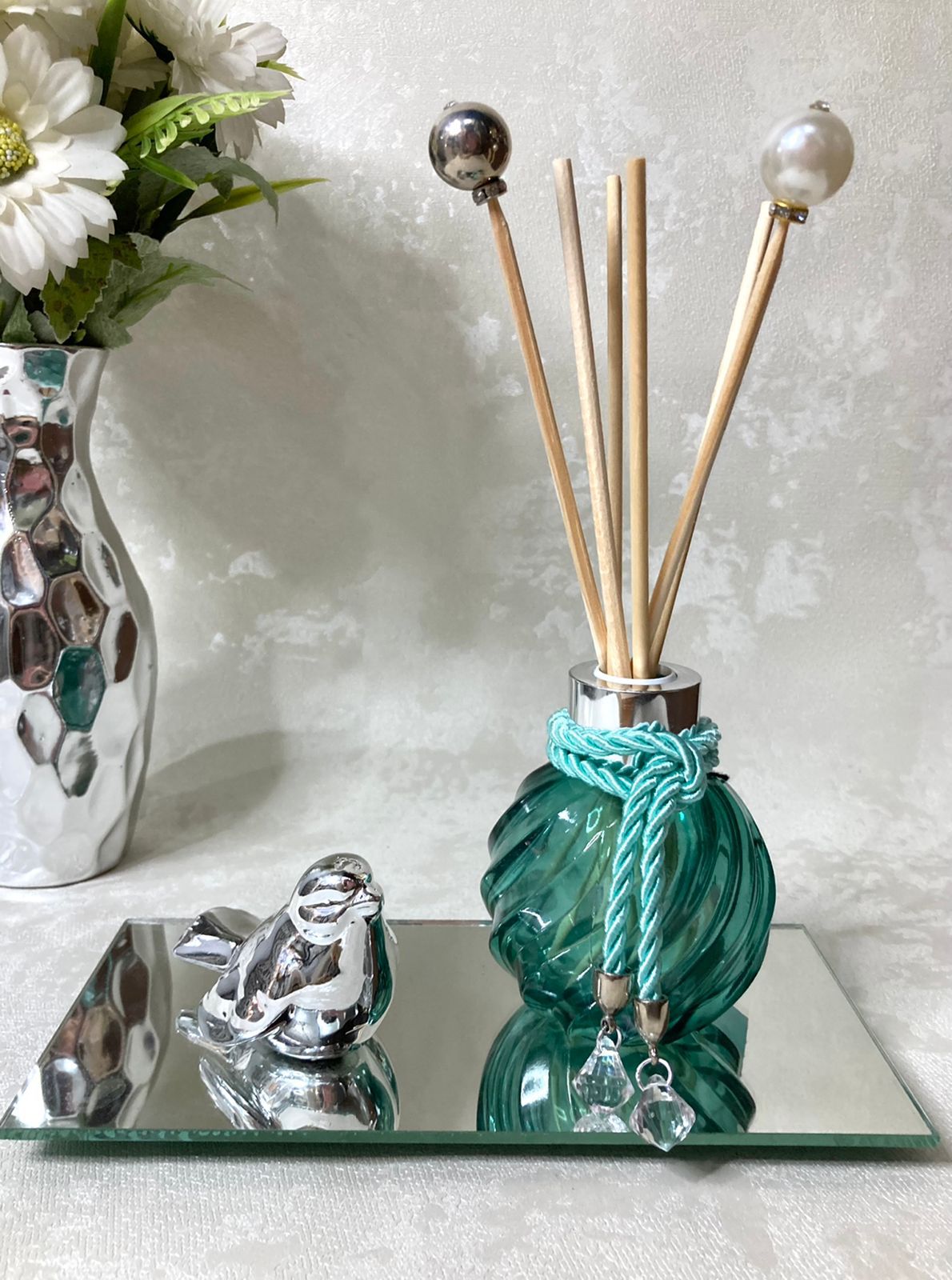 Kit aromatizador lavabo sala + bandeja + Passarinho - KRC HOME DECOR