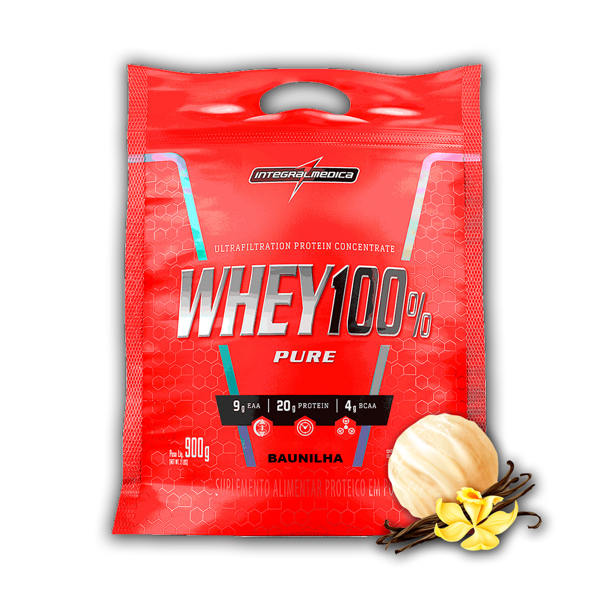 Whey Protein 100 Pure Concentrado 900g Refil Integralmedica Ars