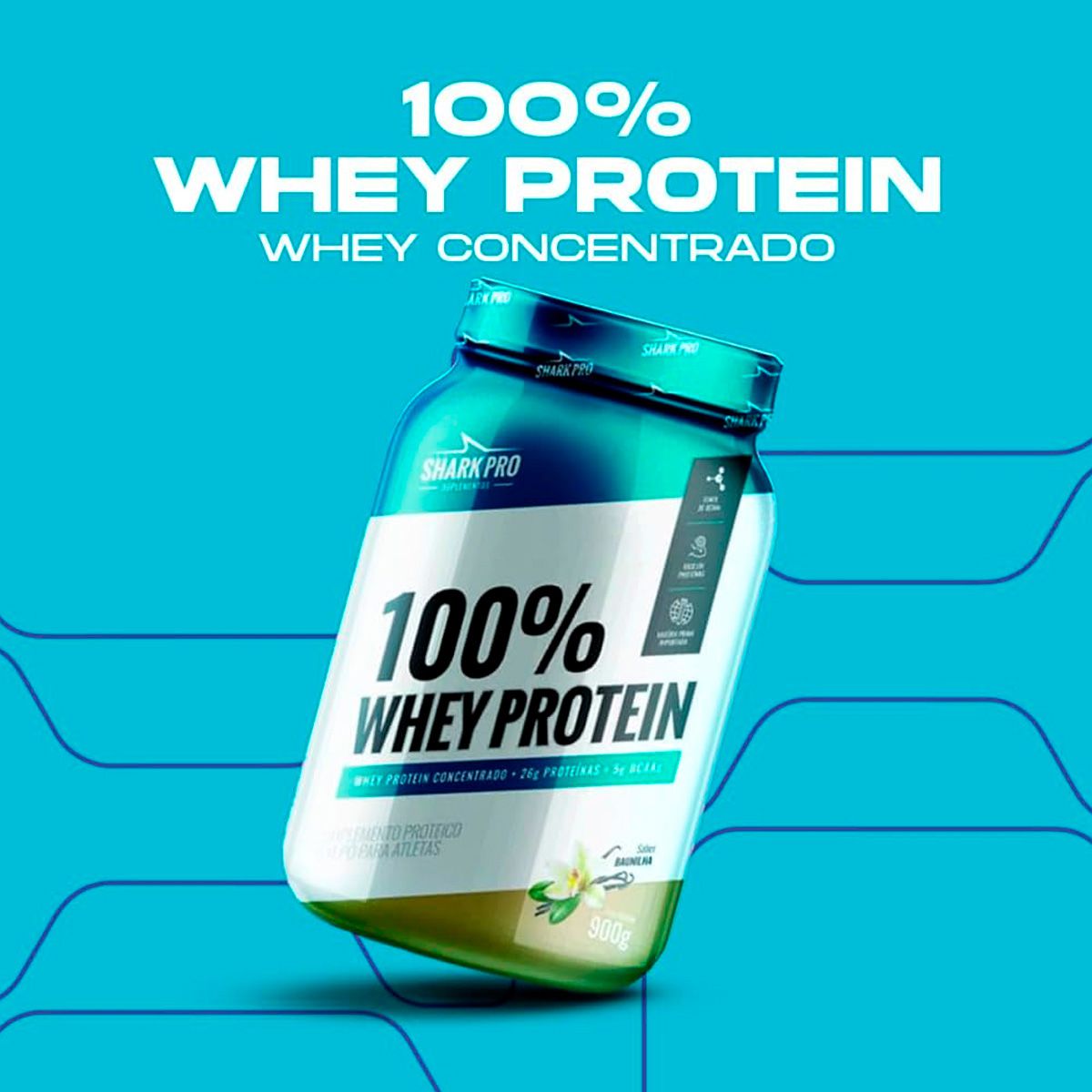 Whey Protein 100% Concentrado 900g Pote - Shark Pro - ARS Suplementos