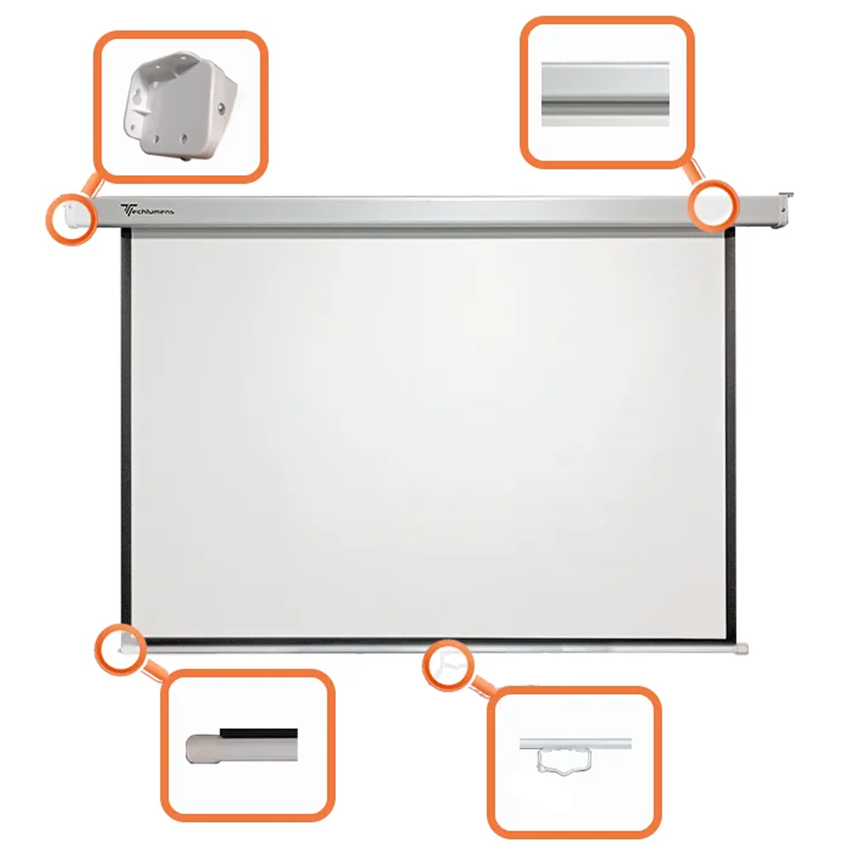 Tela de Projeção Retrátil Manual TBMS080 (200 x 200 cm) - TECHLUMENS