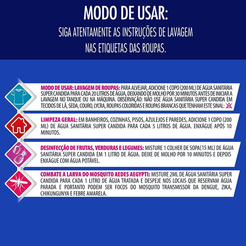 Água Sanitária Multiplo Uso Super Candida 1L - Papelaria e Livraria ...