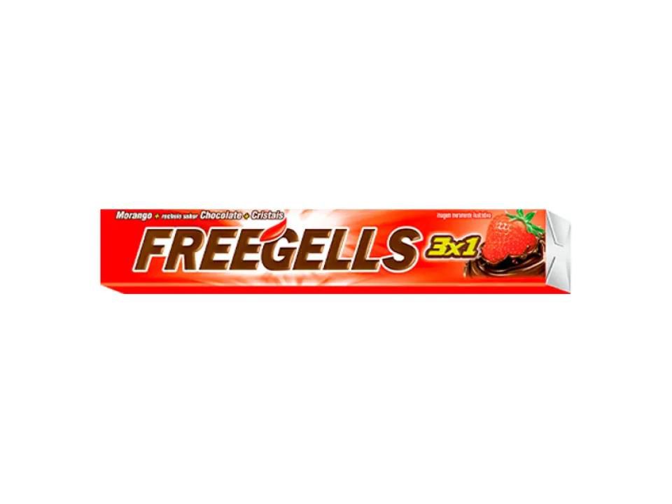 Bala Drops Freegells 3x1 Morango Chocolate Cristais C/ 12u - Estação Doces