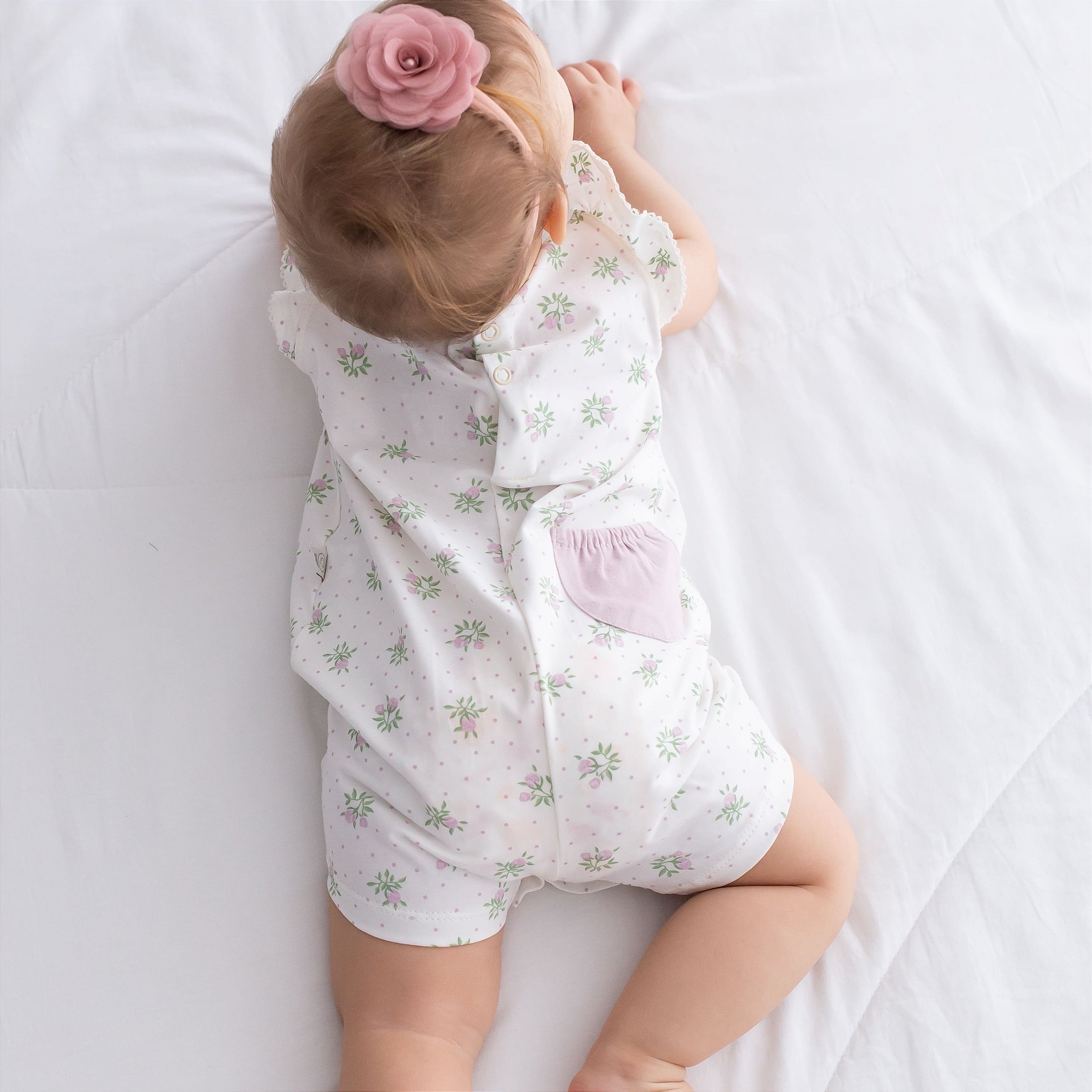 Macacão Curto - Rosas Poá - D'Bella for Baby