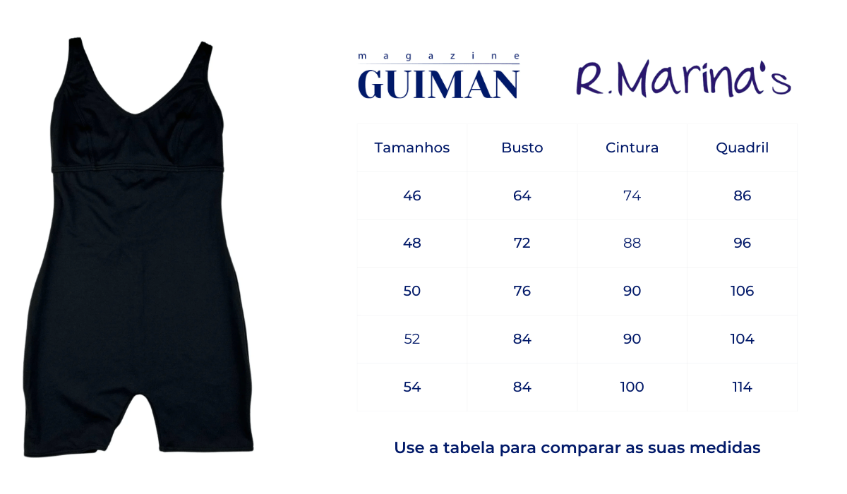 Maiô de Hidroginástica com Perna Lisa R. Marina's - Magazine Guiman