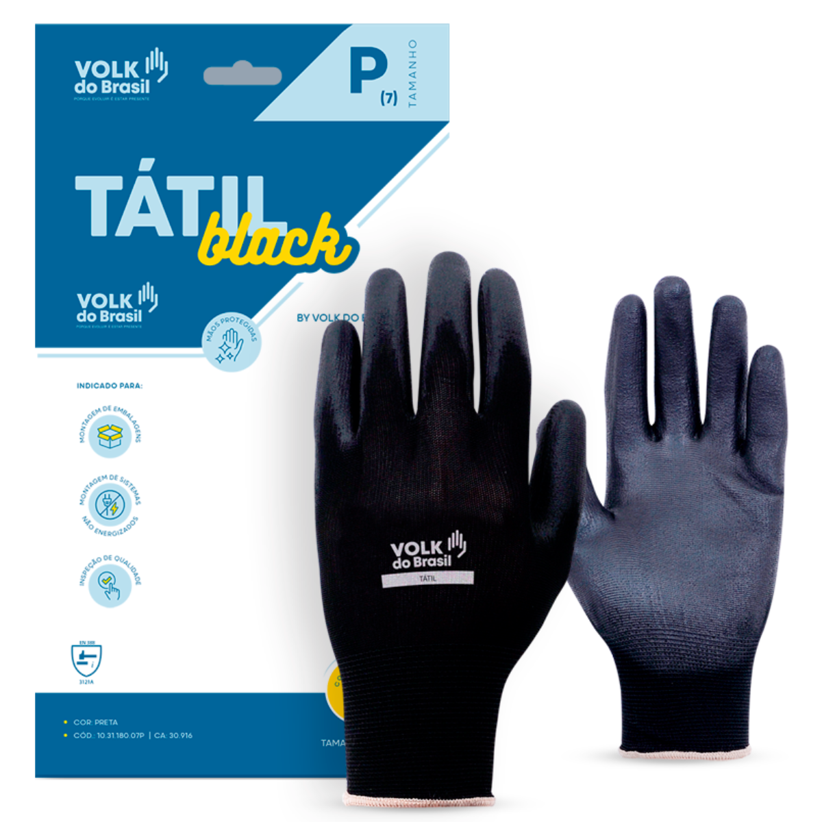 Luva Tatil Black Volk Ca 30916 - Magazine do Epi