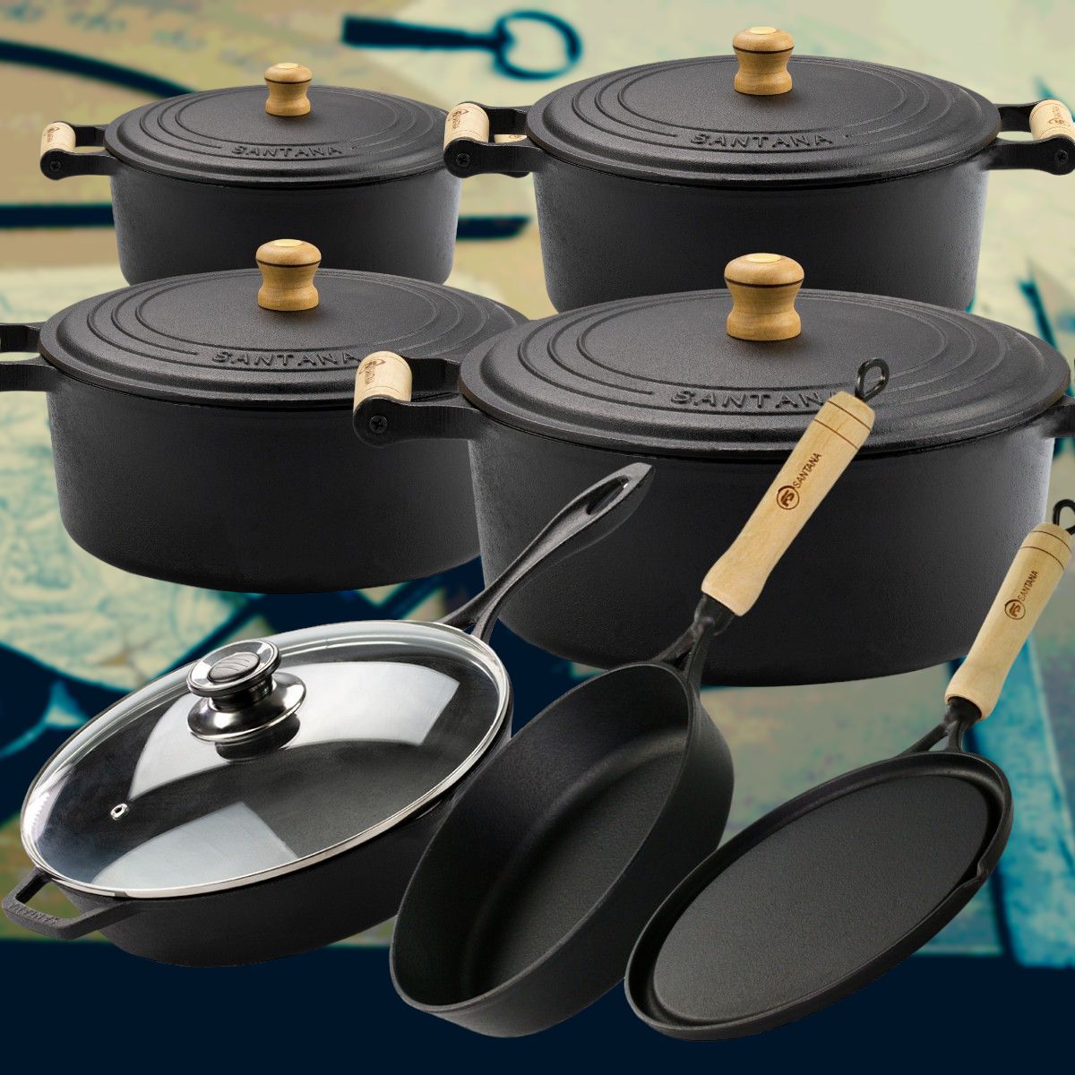 Jogo de Panelas de Ferro Fundido Conjunto 7Pçs Oferta - Central ...