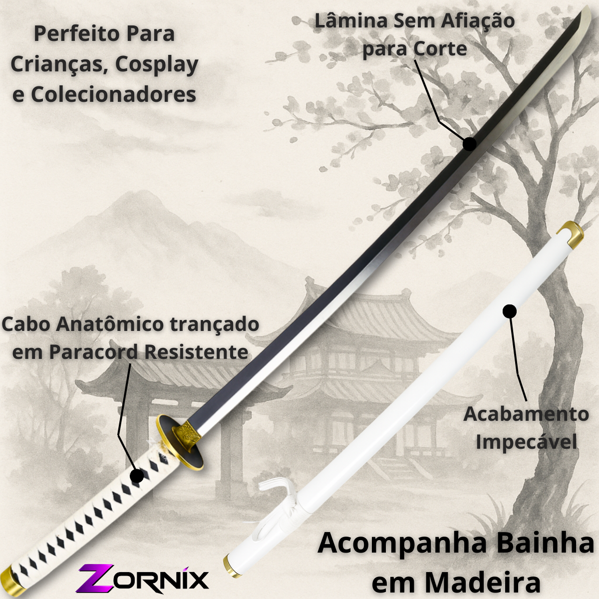 Katana Espada One Piece Anime Zoro Roronoa Wado Ichimonji Aco Inox - Zornix