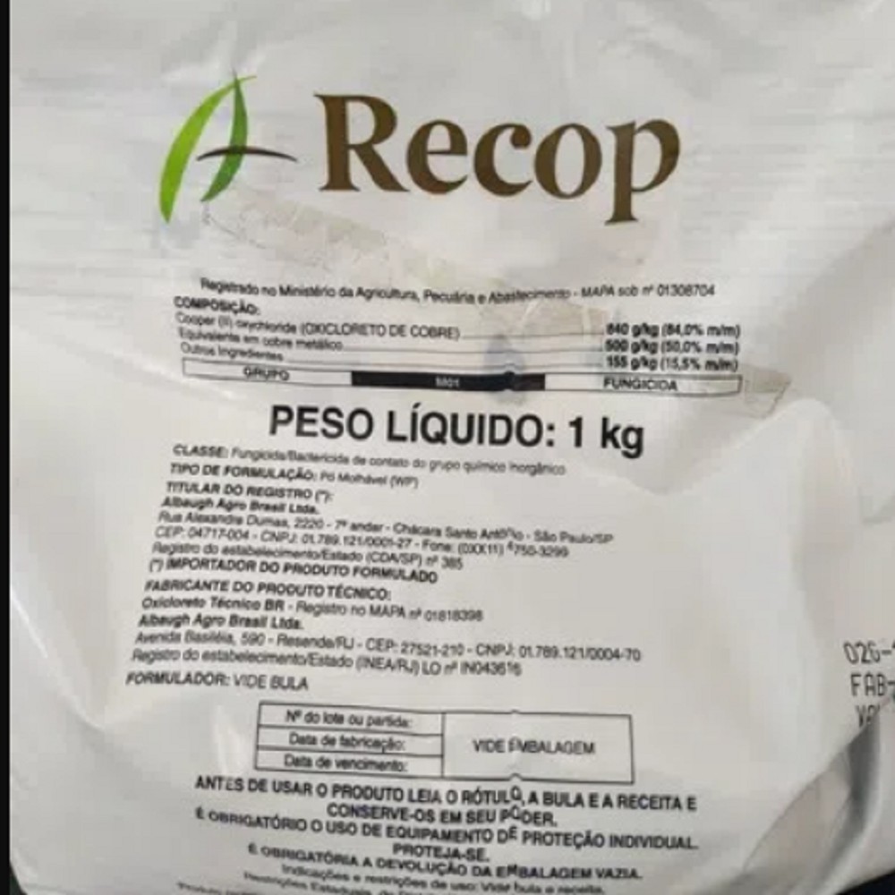 Fungicida bactericida RECOP 1 Kg - Cúprico de contato - roundup ...