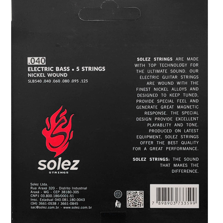Corda Para Baixo 5 Cordas 040 SLB540 Solez - Copetti Guitars Luthier ...