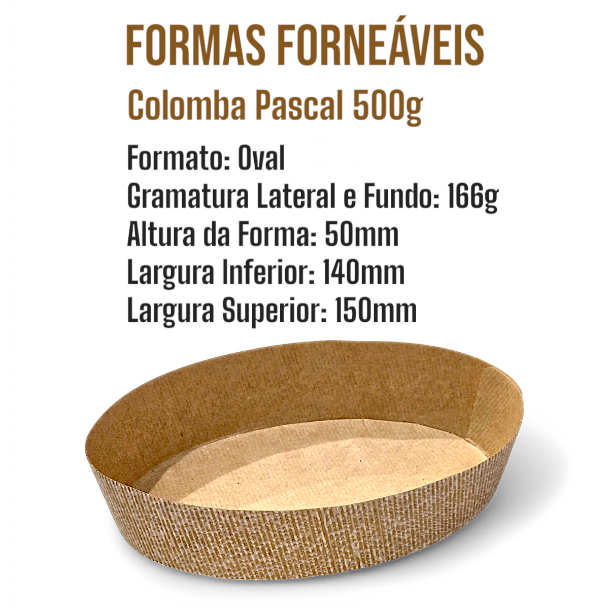 Forma Colomba Pascal 500g Forneável Oval Kit 10 Unidades - Sandraembalagens
