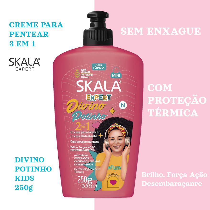 Kit Creme Para Pentear + Spray Skala Crespinho Divino - Sandraembalagens