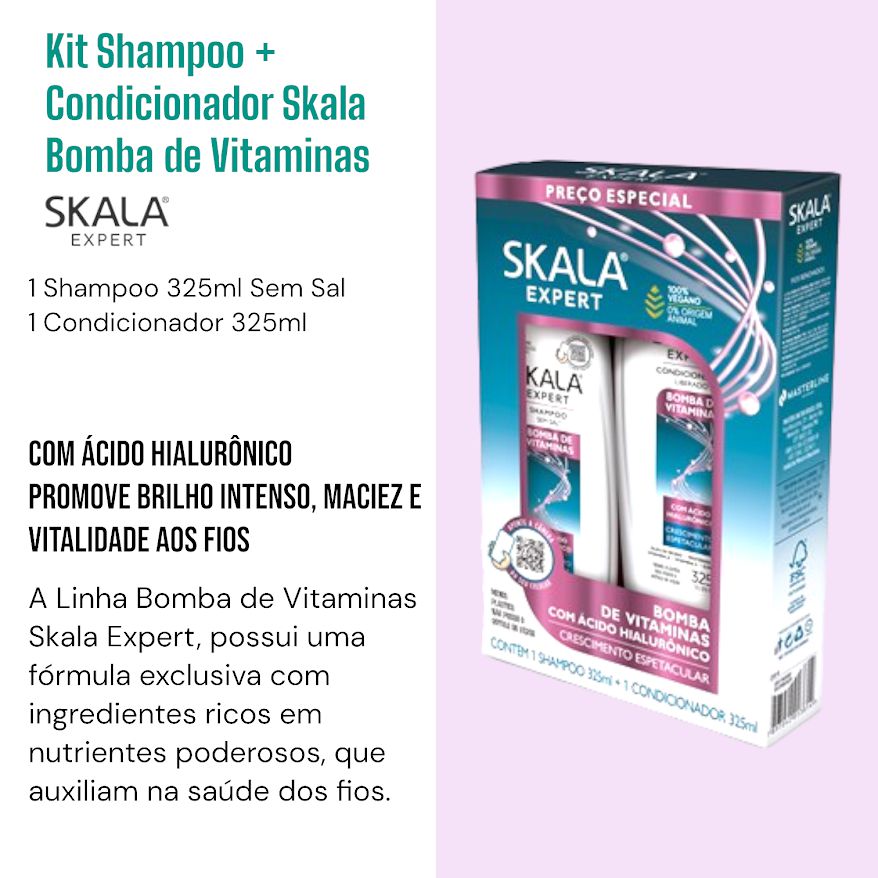 Kit Skala Morango Shampoo e Condicionador: Linha Frutástica - Nutrição ...