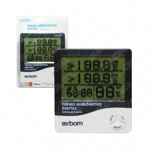 Termo Higrômetro Medidor Temperatura/umidade Relógio Digital - SYSPRO Shop